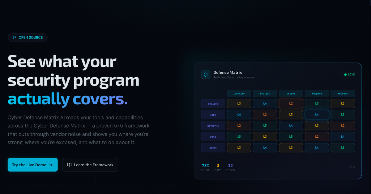 Cyber Defense Matrix AI — Open Source Security Posture Assessment